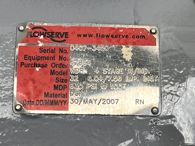 Flowserve WDR 4 Stage Size 32 Multistage Pump - Paper Mill Equipment ...