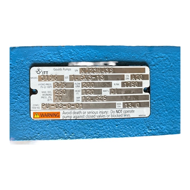 Goulds 3196 MTi 1.5x3-13 Pump - Paper Mill Equipment, Used Paper and ...