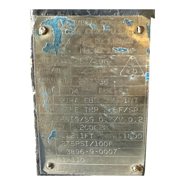 Durco Duriron Mark II 2x3-13 D4 Stainless Steel Pump - Paper Mill ...